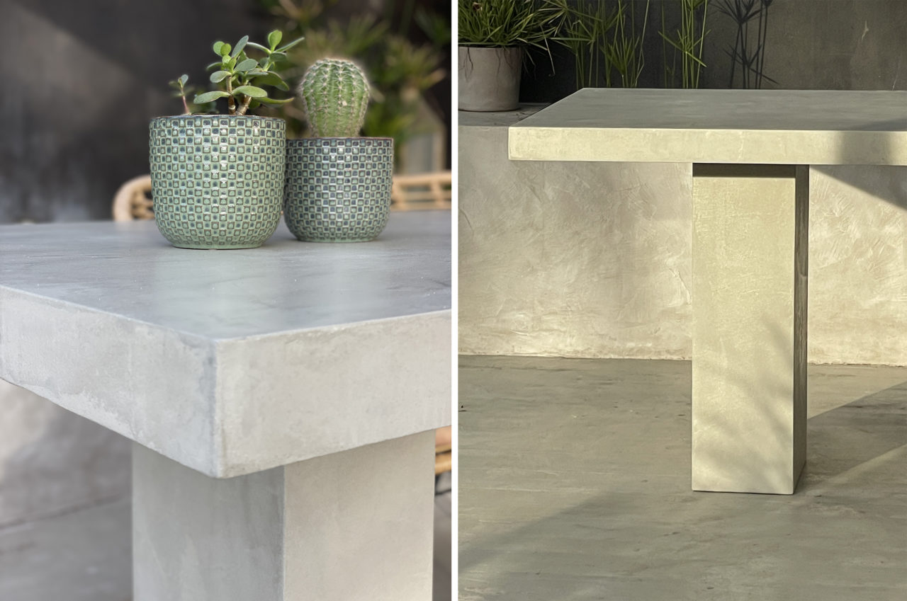 Table sur socles béton ciré | Place Déco